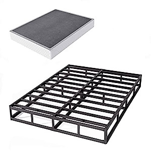 ZIYOO California King Box Spring and Cover, 9 Inch High Profile Easy Assembly,Mattress Foundation/Heavy Duty Metal Steel Structure/Quiet Noise-Free Accessory