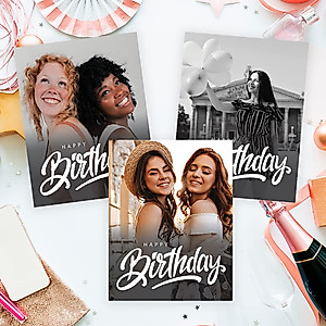 Andaz Press 8.5"x11" Personalized Photo Birthday Card with Envelope, Jumbo Happy Birthday Card for Her, Mom, Him, Birthday Keepsake Gift, Frosted Black Custom Photo Greeting Card Birthday Gifts