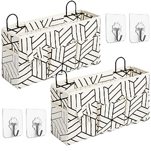 HZZTY BRNY 2pcs Large Wall Hanging Storage Bag, Door Closet Linen Fabric Pockets Organizer, Waterproof for Living Room Bedroom Bathroom Kitchen Office RV Camper with Hooks White
