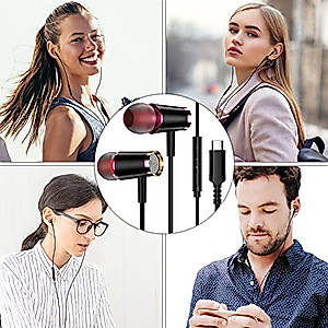 USB C Headphones for Samsung S23 S22 Ultra A53, Noise Cancelling Type C in-Ear Earphones USB Type C Earbuds with Microphone HiFi Stereo Headphone Wired for Pixel 7 Pro Galaxy S21 Oneplus 11 10t 9