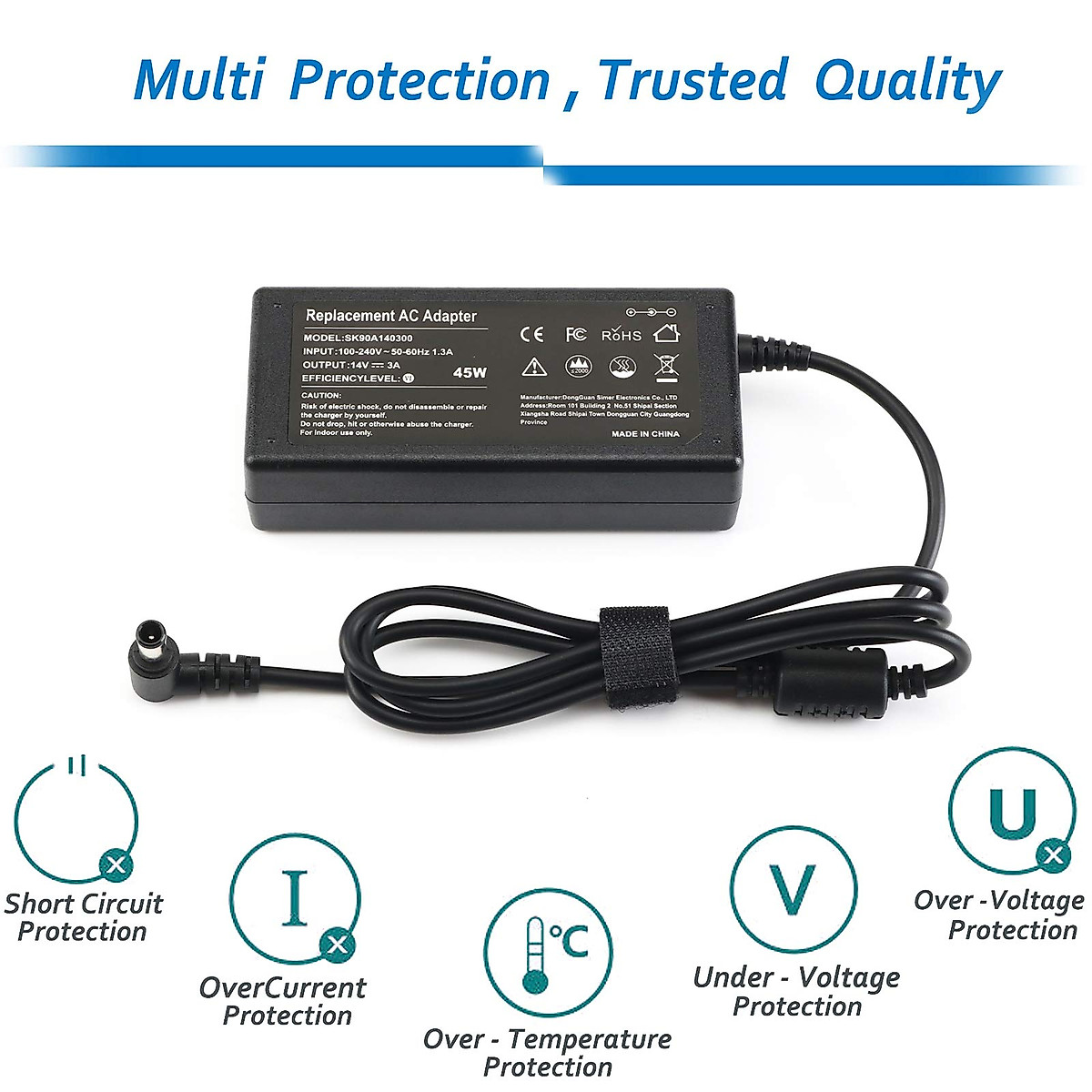 EBKK 14V AC/DC Adapter Power Cord for Samsung Monitor SyncMaster S22C300H S22A300B S20A350B S27D360H S24D590PL UN22F5000AF 15" 17" 18" 19" 20" 22" 23" 24" 27" Monitor TV