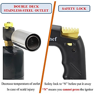 SearChef Cooking & BBQ Grilling Propane Torch Flame Lighter Kitchen Culinary Torch Sous Vide Charcoal Starter Searing Steak for Creme Brulee Campfire Searing ( Butane or Propane Tank Not Included )