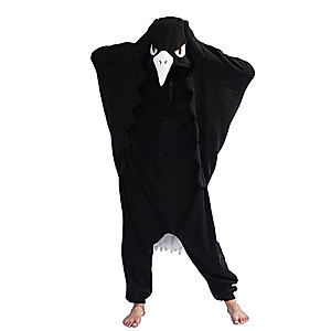 ofodoing Adult Animal Crow One-piece Pajamas Cosplay Animal Homewear Sleepwear Jumpsuit Costume for Women Men
