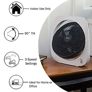 Comfort Zone 10" 3-Speed Turbo Table/Desk Fan with 180-Degree Adjustable Head, Adjustable Tilt, Ideal for Home, Bedroom & Office, CZ110WT