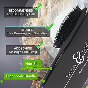 RemySoft Beauty & Opulence Boar Bristle Brush - Safe For Hair Extensions, Weaves and Wigs