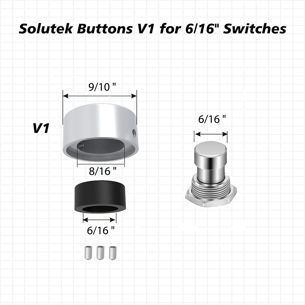 SOLUTEK Footswitch Topper Guitar Pedal Button Caps with 3 Set Screws and Protective Fitting Increasing Accuracy,Comfort for Common Switches diameter of 3/8"| SOLUTEK BUTTONS V1 6Pcs Multicolors