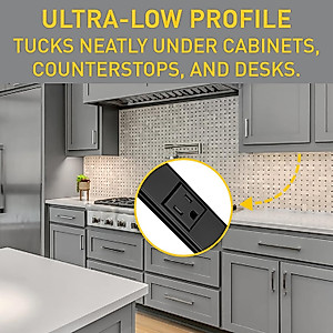 Legrand Wiremold BK20GB306TR Plugmold 2000 Series 3 Foot Hardwired Power Strip with 6 Tamper Resistant Outlets, Black