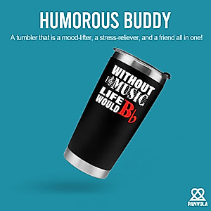 Without Music Life would B Flat Vacuum Insulated Tumbler Music Teacher Gifts Musicians Choir Director Pianist Guitarist Travel Mug With Lid Straw (20 oz)