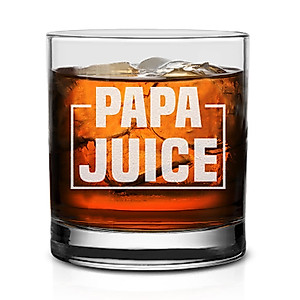 NeeNoNex Papa Juice Whiskey Glass - Funny Birthday Retirement Fathers Day Gift for Grandpa Papa