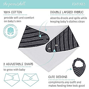 The Peanutshell Bandana Drool Bibs for Baby Boys or Girls - 8 Pack Set for Feeding, Teething, Drooling