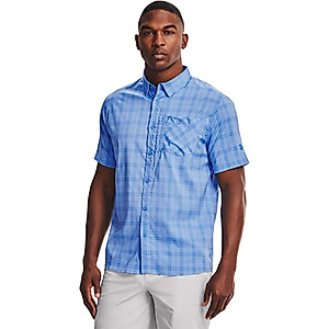 Under Armour High Tide Plaid Short Sleeve T-shirt, Carolina Blue/Pure, Small