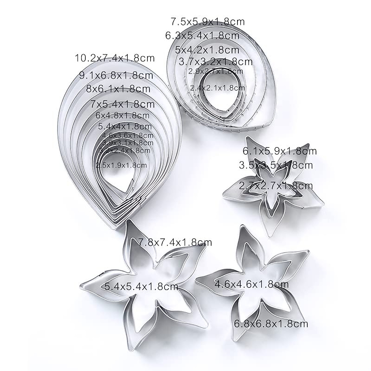 23 Pieces Rose Petal Leaf Veiner Cutter Mold Stainless Steel Cookie Cutter Molds Rose Flower Fondant Mould for Wedding,Birthday Cake Decorating Kitchen Tool