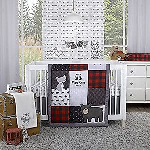 Little Love by NoJo Little Man Cave Red, Black and Grey Buffalo Check Super Soft Contoured Changing Pad Cover