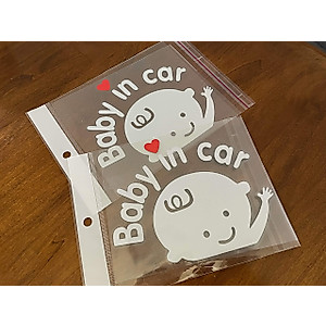 CM Wealth 2Packs - Baby in Car Sticker Decal Baby on Board Sign for Car Safety Sign Cute Baby in Car Waving Sticker(Boy2)