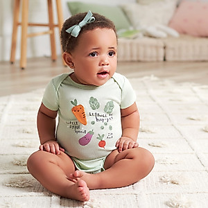 Gerber Unisex Baby 5-Pack Short Sleeve Variety Onesies Bodysuits Happy Veggies 0-3 Months