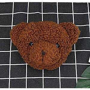 QZUnique Women Bear Head Animal Cartoon Messenger Bag Faux Fur Handbag Shoulder Bag Crossbody Bags