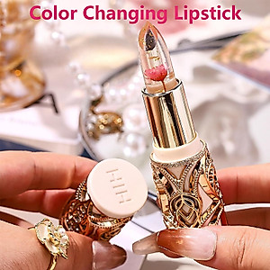 Rosarden Crystal Jelly Flower Color Changing Lipstick, Long Lasting Lip Balm for Women, Flower Lip Gloss Jelly Lip Stain, Korean Tinted Lip Balm,Temperature & PH Color Changing Lipstick