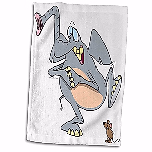 3dRose Dooni Designs Random Toons - Funny Elephant Afraid of Mouse - Towels (twl-104045-1)