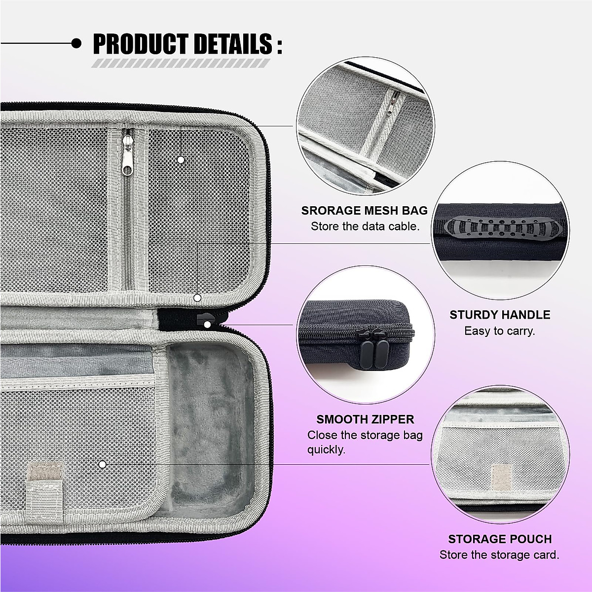 MENORCA Handheld Carrying Case for ASUS ROG Ally With 2pc Transparent HD Clear Anti-Scratch Screen Protector for ASUS ROG Ally Gaming Handheld-7 inch, Black/Double Pocket/Large Capacity