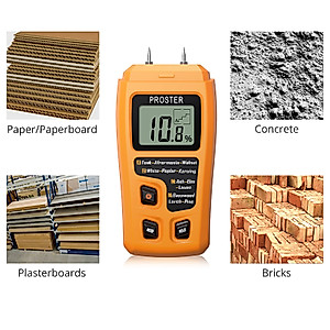 Proster Wood Moisture Meter - Digital Moisture Detector Moisture Tester, Pin-Type Water Leak Detector Damp Tester for Wood Firewood Paper Floor