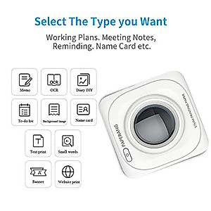 Rano Paperang P1 Small Pocket Thermal Lable Printer Wireless Bluetooth Configuration Inkless Printing (White) , White