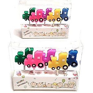 JM Future 10 Count Special Cake Candles Topper with Holder for Wedding Party Birthday Valentine's Day Cake Decoration, Perfect Wish Gift for Kid and Adult (Train)