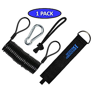 Branded Boards-Railz Steel Coiled Safety Leash, Heavy Duty Wrist Cuff, Carabiner & Paracord Loop. Boogie Board, Snowboard, Surf Board, SUP, Scooter, Snowskate, Sled, Dog Pet Lanyard (Ultimate 1-Pack)