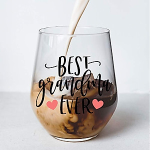 Perfectinsoy Grandma Gifts, Best Grandma Ever Funny Wine Glass, Grandma Gifts from Granddaughter, Birthday Gifts for Grandma, Mom, Grandma Wine Glass