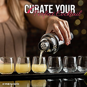 Cresimo 24 Ounce Cocktail Shaker Set Bartender Kit - Martini Shaker with Drink Recipes Booklet - Professional Stainless Steel Cocktail Mixer - Bar Shaker with Built-in Drink Shaker Strainer (1 pc Set)