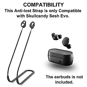 smaate Anti-Lost Strap Compatible with Skullcandy Sesh Evo Earbuds, Soft Silicone Cord for Sports