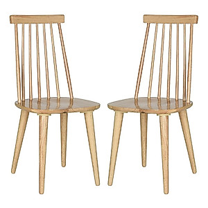 Safavieh American Homes Collection Burris Country Farmhouse Natural Spindle Side Chair, Wood (Set of 2)