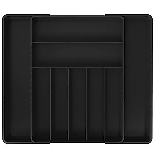 Simple Houseware Expandable Kitchen Drawer Flatware Organizer, Black