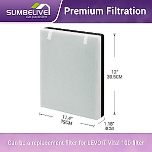 2-Pack of Vital 100 Replacement Filter for LEVOIT Vital100 Air Purifier True HEPA(H13) Activated Carbon pre-Filters, Part Number Vital 100-RF(2set)