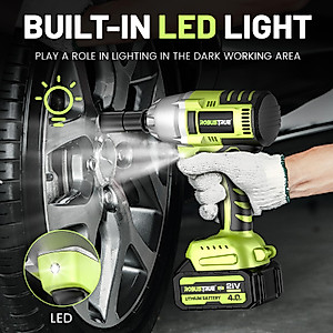 Robustrue Cordless Impact Wrench, 590Ft-lbs (800N.m) Brushless 1/2 inch Impact Wrench, 2500RPM Max Torque Impact Gun, 2x 4.0Ah Battery, Charger, 4 Sockets, Electric Impact Wrench for Car Truck RV