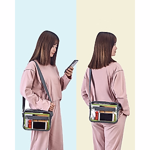 MAY TREE Clear Bag for Stadium Events Clear Messenger Bag Suitable for Concert and Sports Events, Grey-Large