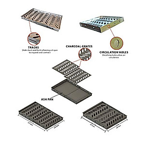 CHAR-PiT Universal Charcoal Grill Tray - Compatible with Smoker & Gas Grills - Charcoal Holder/Box - Stainless Steel Grill Tray - Built in Ash Pan- Easy Install & Mess- Free Cleanup