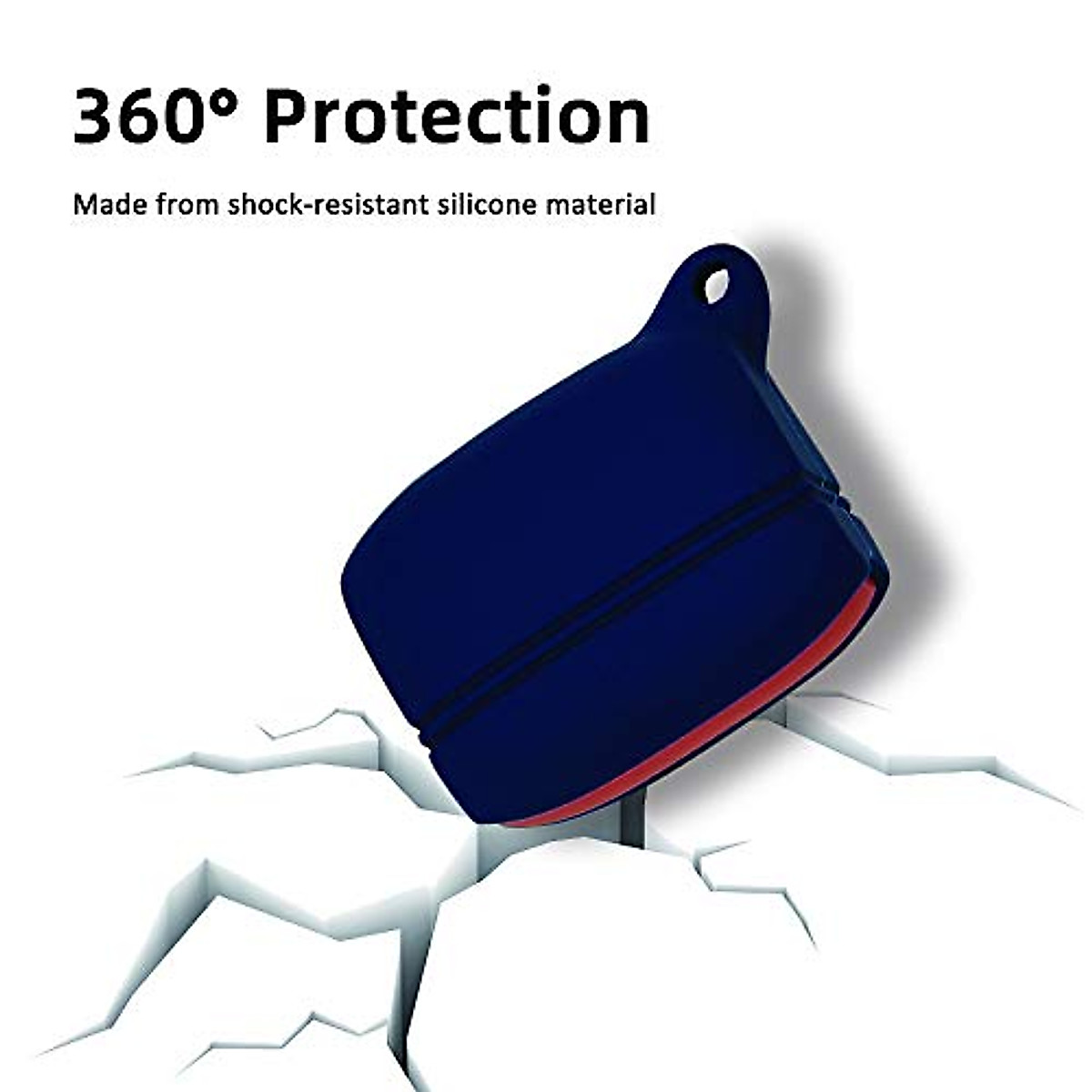 Haotop Case Compatible with Jabra Elite 65t/Elite Active 65t, Silicone Waterproof Overall-Protection Case Cover with Carabiner (Midnight Blue)