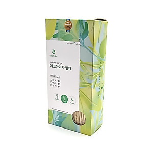 EcoAmiga Bamboo Straw, 8 Inch Reusable & Biodegradable Organic Bulk Straws – Great Ecological Alternative to Plastic Straws (Wheat)