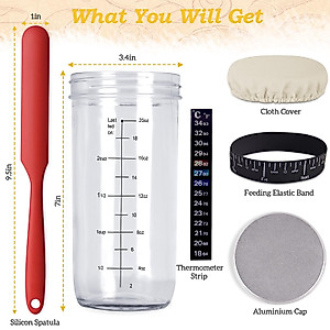 Tyniaide 24 Oz Sourdough Starter Kit – Extra Thermometer Strips and Breathable Covers Included in Sourdough Starter Jar – A Perfect Sourdough Bread Starter Kit for Beginners to Expert