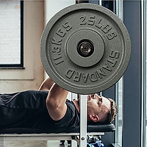 Standard Olympic 25LB Weight Plate, Bumper Plates Barbell Weights with 2-inch Hole for Strength Training Weightlifting Weight Loss Home Gym Equipment (Standard plate GN)