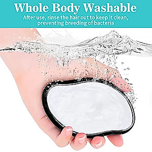 Crystal Hair Eraser, Magic Hair Eraser Crystal Hair Remover Reusable Painless Hair Removal Tool for Women and Men Arms Legs Back Chest Belly, Fast & Easy, Black