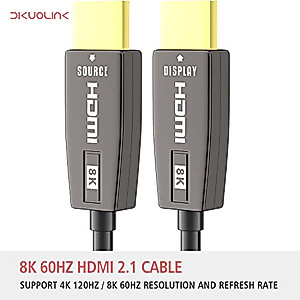 Dikuolink 8K HDMI 2.1 Fiber Optic Cable 40FT 4K 120Hz 8K 60Hz Ultra High Speed 48Gbps HDR eARC HDCP2.3, Slim Flexible for RTX3080/3090, Game, Xbox Series X, PS4/5, LG C9/CX, Samsung Q90T, TCL, Sony