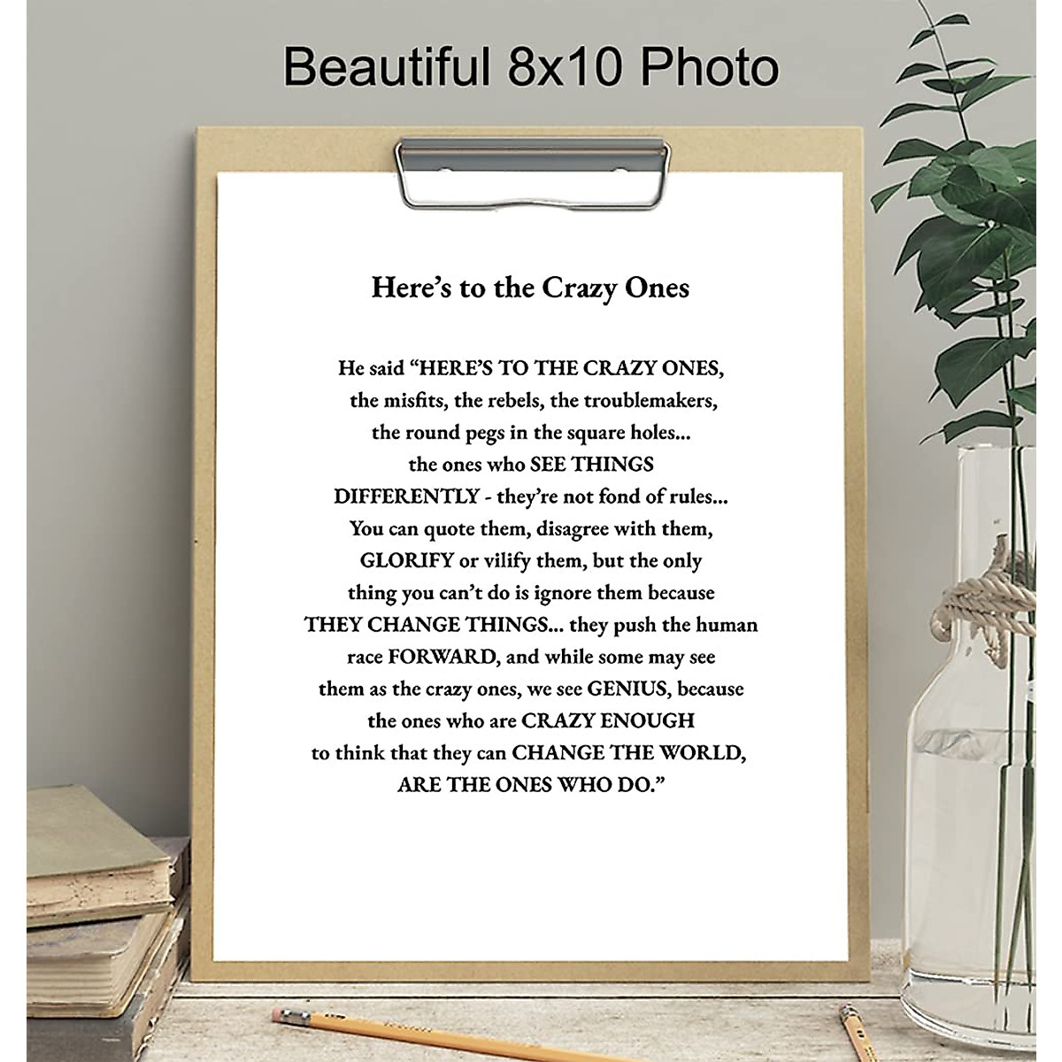 Steve Jobs Motivational Quote, Art Print, Home Decor - Inspirational Apple Wall Art Poster - Unique Room Decorations for Office, Den - Gift for Entrepreneur, Disruptor, Boss - 8x10 Photo Unframed