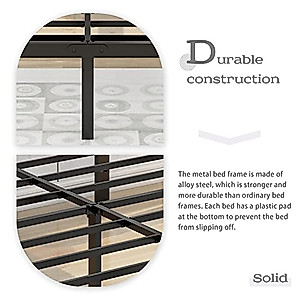 alazyhome Twin Size Bed Frame 14 Inch Metal Platform Bed Frame Heavy Duty Steel Slats Support No Box Spring Needed Noise-Free Easy Assembly Black