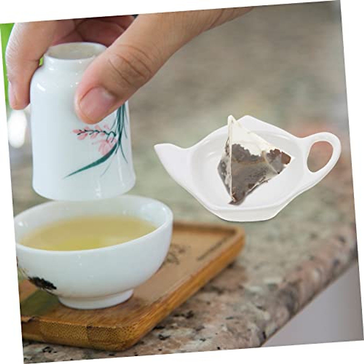 Healeved 2pcs Tea Bag Saucer China Tea Set Condiment Tray Platter Tray Ceramic Teabag Tray Tea Sachet Holder Porcelain Spoon Rest Tea Bag Holders Tea Coasters Trays Small Teabag Coasters
