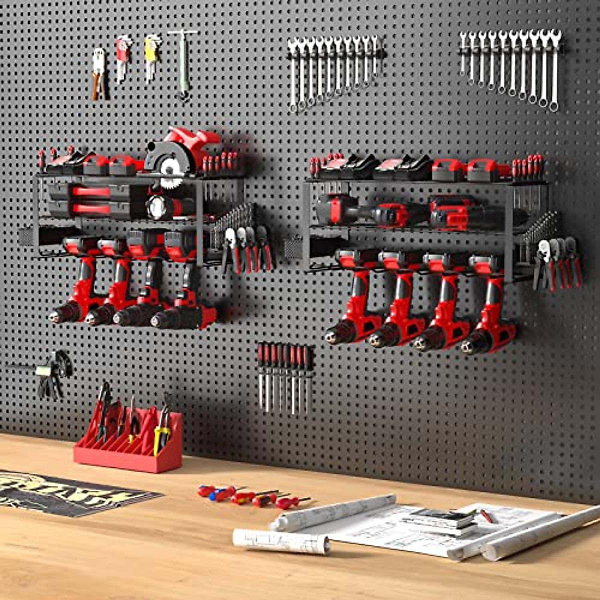 HYSEYY Power Tool Organizer Heavy Duty Garage Organization and Storage for Handheld & Power Tools | Drill Holder Wall Mount | Tool Holder Wall Mount for Garage, Workshop