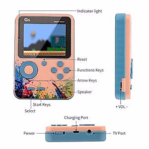 Mochalight G5 Retro Handheld Game Console with 500 Classical Games 1020mAH Rechargeable Battery Ideal Gift for Kids Lovers Pink