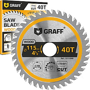 4-1/2 Inch Angle Grinder Circular Saw Blade for Wood, Plywood, Laminate, Drywall, Plastic – 40-Teeth Wood Cutting Disc with 7/8 Inch Arbor from GRAFF