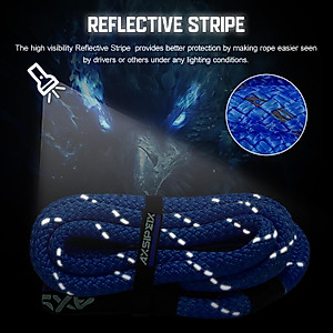 AXSIPEIX 1"×30ft Kinetic Recovery Rope (48,500lbs) Heavy Duty Offroad Recovery Rope with 2 Soft Shackles 1/2" x 22" Offroad Recovery Kit for UTV, ATV, Truck, Car (Blue)