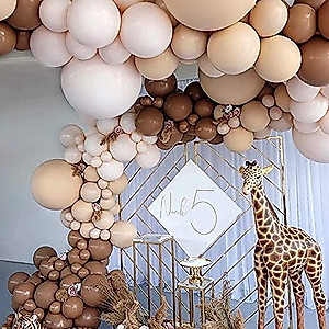 Neutral Balloons Garland Kit Brown Tan Nude Teddy Bear Birthday Decorations Nude Arch White Pastel Double-Filled Cream For Bride Wedding Party